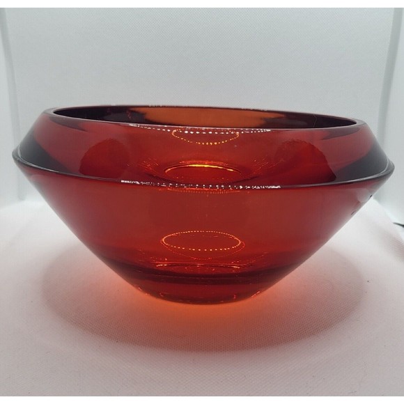 Dining | Vintage Mcm Teleflora Red Burnt Orange Glass Bowl Heavy | Poshmark